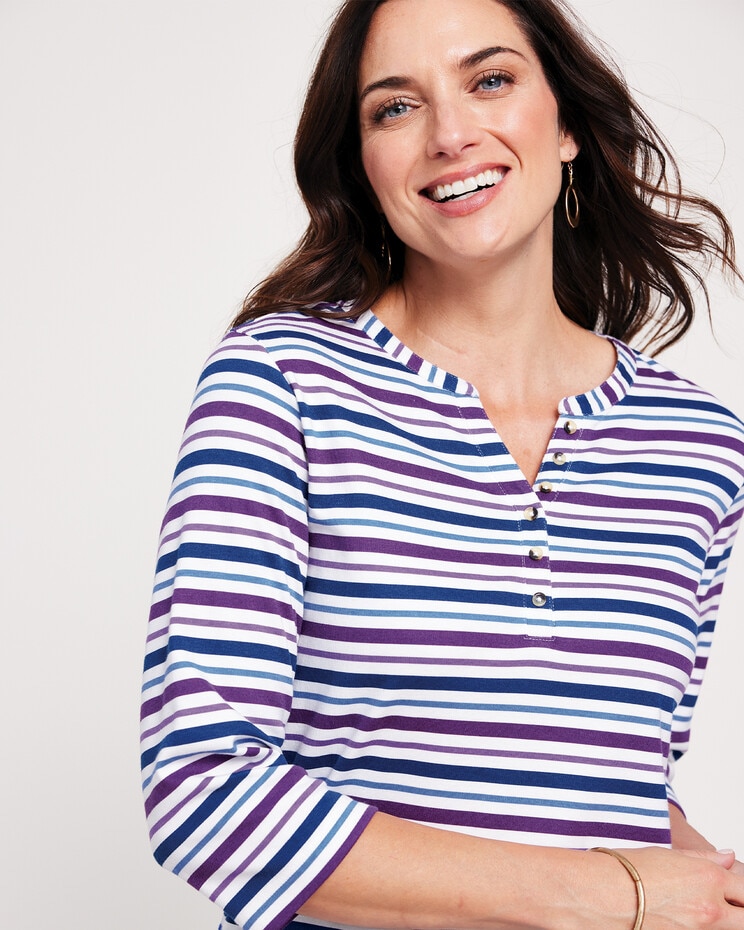 Essential Knit Three-Quarter Sleeve Henley. | Blair Essential Knit Three-Quarter Sleeve Henley. | Blair